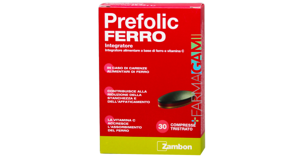 Prefolic Ferro Integratore Vitamina C e Ferro 30 compresse