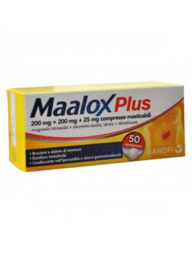 MAALOX PLUS* 200 mg + 200 mg + 25 mg Antiacido Stomaco 50 Compresse ...